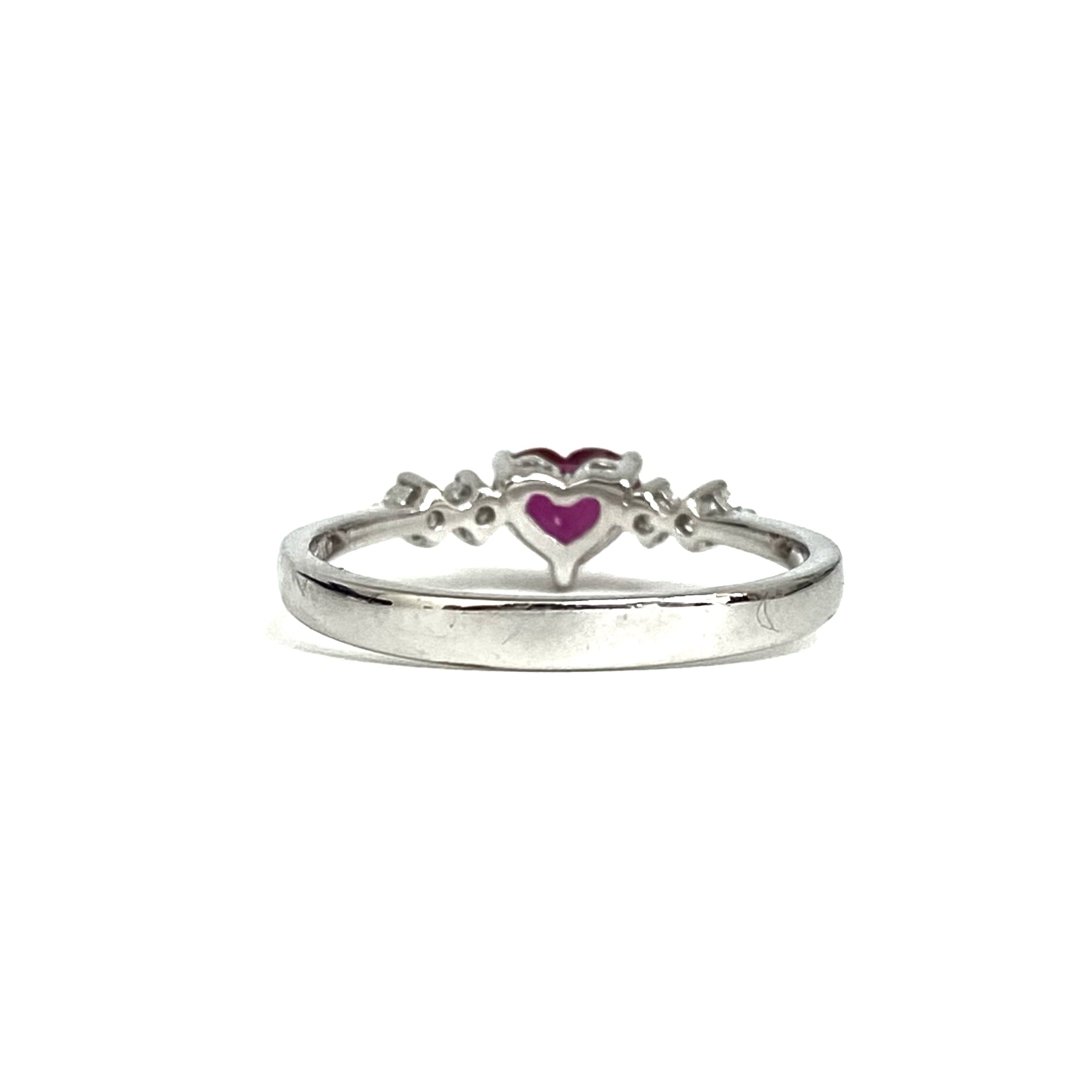 Chow Tai Fook 周大福 18K White Gold Diamond Red Stone Ring 2.17g 18K白金鑽 ...