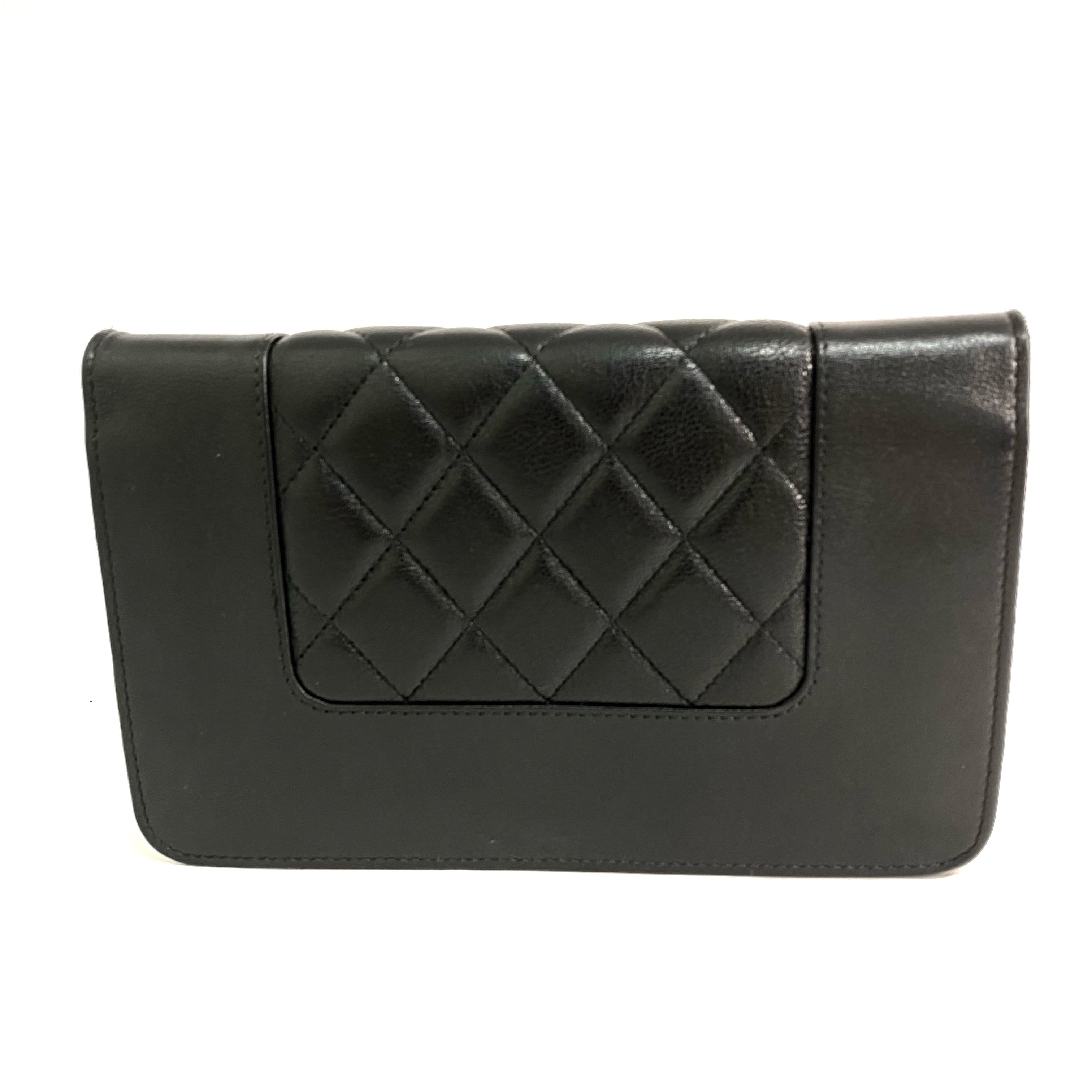 Chanel 香奈兒 Black Caviar Skin Silver Tone Metal Mademoiselle Wallet O ...